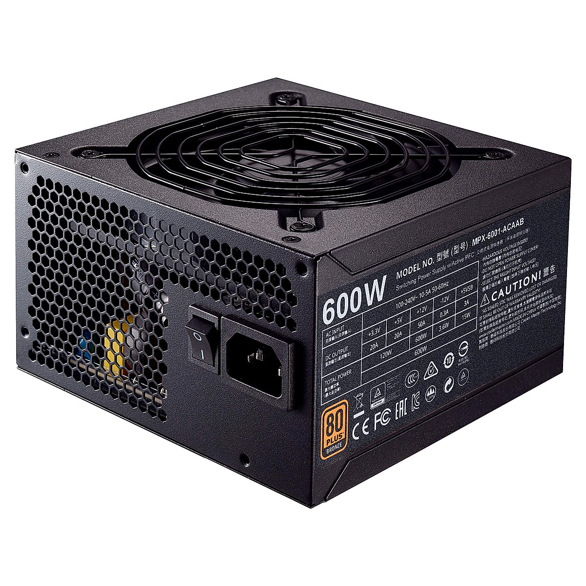 Cooler Master MWE Bronze 600 Watt 80 Plus Certified Power Supply, 3 Year Warranty