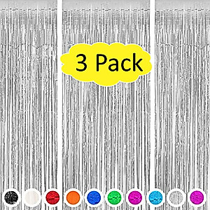 Vanujoy 3 Pack Silver Foil Fringe Backdrop Curtains Party Decoration - Tinsel Party Door Fringe Curtain Backdrop for Birthday Bachelorette Party Engagement Bridal Shower Graduation Decoration