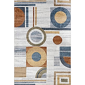 nuLOOM Brodee Abstract Retro Machine Washable Area Rug, 7' 10" x 10', Beige