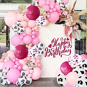 95 Pcs Cow Balloons, 12” Pink Cow Print Balloon Confetti Helium Latex Balloons for Birthday, Baby Shower, Cow Print Party, Cowgirl Rodeo Party, Farm Party Decorations Supplies
