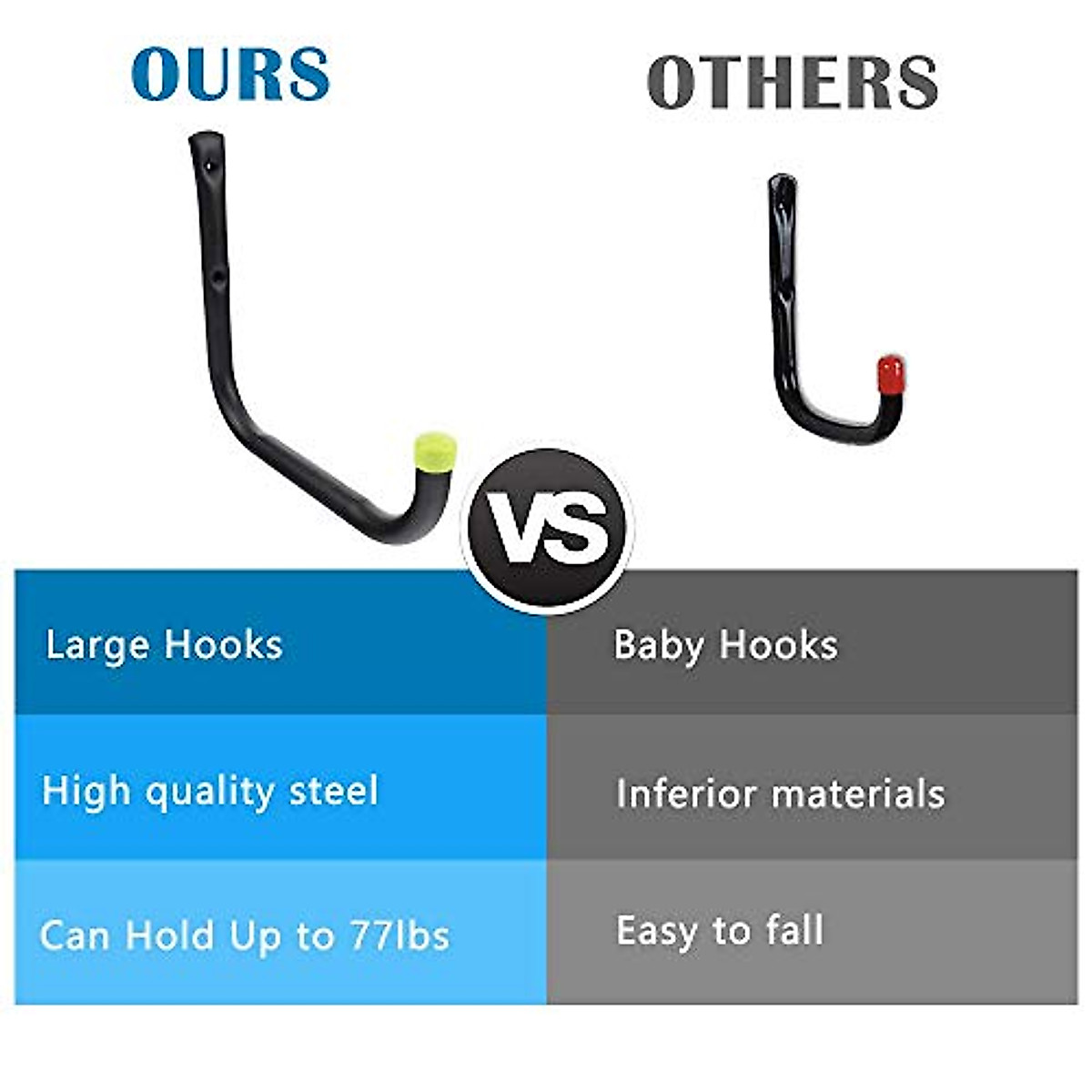 Intpro Garage Organization Hooks Heavy Duty Garage Storage Utility Wall Hooks Garden Tool Wall Hanger for Ladder Bike Shelf Hose Power Tool 6 Pack