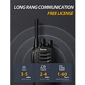 Walkie Talkie Long Range Rechargeable 2 Way Radio for Adult with Earpiece, FRS Two Way Radio VOX 16 Channel Flashlight Li-ion Battery 10 Pack