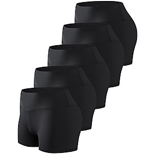 TELALEO 5 Pack Women's 3" Volleyball, Yoga, Biking & More Sports Compression Shorts - High Waist, Quick Dry, Non-See-Through, 4-Way Stretch - X-Small, Black