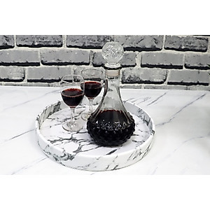 MCBZ Home Round Leather Tray, Serving Tray, Coffee Table Tray, Decorative Tray, Storage Tray, Size 13.2 * 1.8 inch (White)