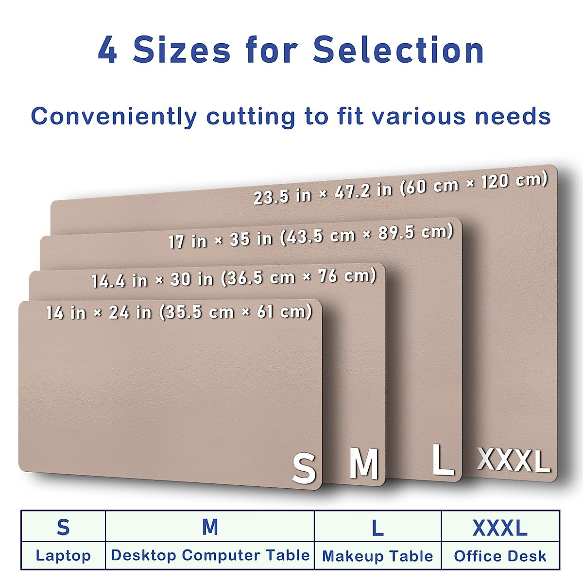 Boutilon Leather Desk Pad 30" x14",Non-Slip Mouse Pad,Office Desk Mat,Waterprooft PU Leather Desk Blotter,Desk Pad Protector,Desk Writing Pad for Home Office Decor (M-Champagne)