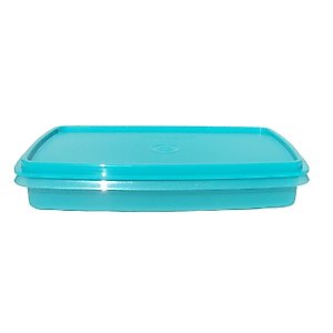 Tupperware Deli Meat or Cheese Keeper Slim Line 9 x 5 Inch Container in Aqua Blue