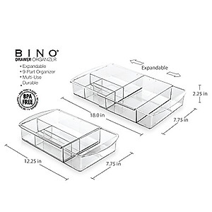 BINO Multi-Purpose Plastic Drawer Organizer, 7 Section Expandable