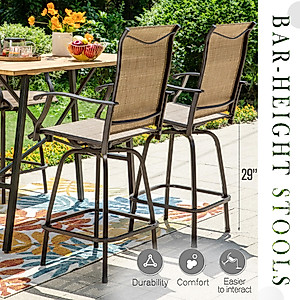 Sophia & William Outdoor Bar Set, Patio Bar Table and Chairs Set, Bar Height Patio Set - 4 x Swivel Bar Chairs(Brown), 1 x Rectangular Bar Table(Black)