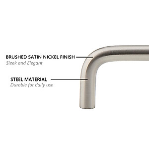 Silverline Satin Nickel Cabinet Hardware Drawer Handle Pull - 4'' Hole Centers, 25 Pack