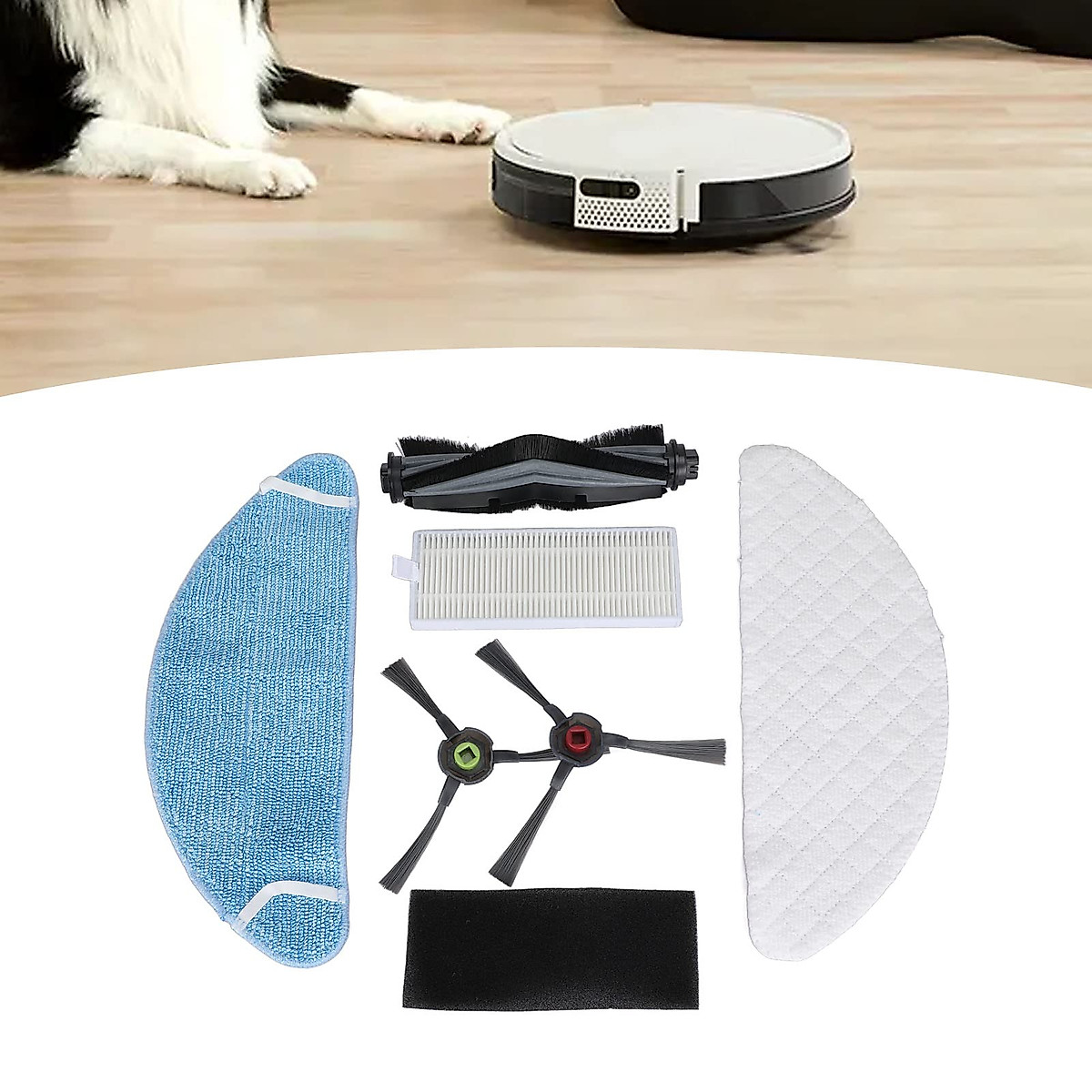 Sweeper Accessories Kit for K650 Vacuum Cleaner, Washable Mop Mop Rolling Brush Side Brush Filter Screen Set Vacuum Cleaner Replacement Parts