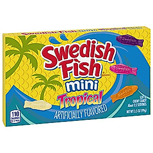 SWEDISH FISH Mini Tropical Soft & Chewy Candy, Bulk Candy, 12 - 3.5 oz Boxes