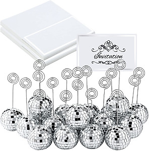 Maitys Disco Ball Place Card Holder Table Number Holders Disco Silver Picture Holders Photo Stand Swirl Wire Place Name Card Clips Picture Holder Stand for Christmas Wedding Party(2 Inch, 60 Pcs)