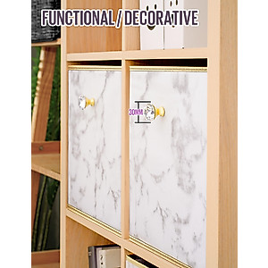 MYTHAUS Storage Cubes Fabric Bins - Foldable Cube Storage Bin,Closet Organizer with Decorative Knob,Dual Handles Storage Basket,13 Inch for Nursery/Home Office/Closet 4 Pack(White Marble)