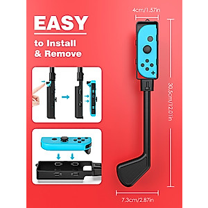 MoKo Golf Clubs Fit with Switch/Switch OLED Model (2021) Mario Golf: Super Rush Golf Handle Grips Game Accessories Kit Fit with Joy-Con Controller 2 Pack with Rotatable Golf Rod &Wrist Strap, Black