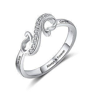 Ashleymade Free Engraving Infinity Knot BFF Friendship Rings for Women Personalized Sisters Best Friends Rings Custom Promise Name Rings Engagement Wedding Bands (8)