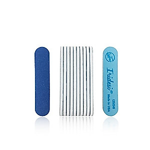 Iridesi Professional Mini Blue Finger Nail Files 120/240 Washable Emery Boards 3-1/2 Inches Long 12 Fingernail Files Per Pack