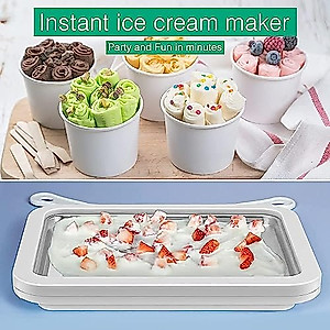 Roller Ice Cream Maker - Stainless Steel - 10 * 8 inch Family Large Size, DIY Soft Serve Machine for Homemade Ice Cream, Frozen Yogurt, Rolled Ice Cream