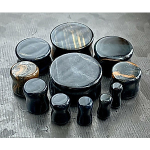 Lobal Domination PAIR of Blue Tiger Eye Organic Stone Plugs Gauges - up to 25mm available! (0g (8mm))