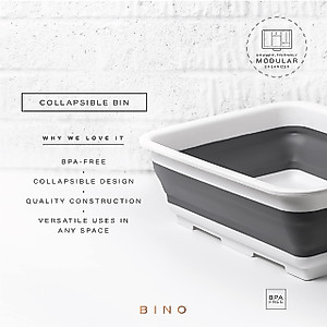 BINO Collapsible Wash Basin - Space Saving Portable Folding Dish Pan Dish Tub, White