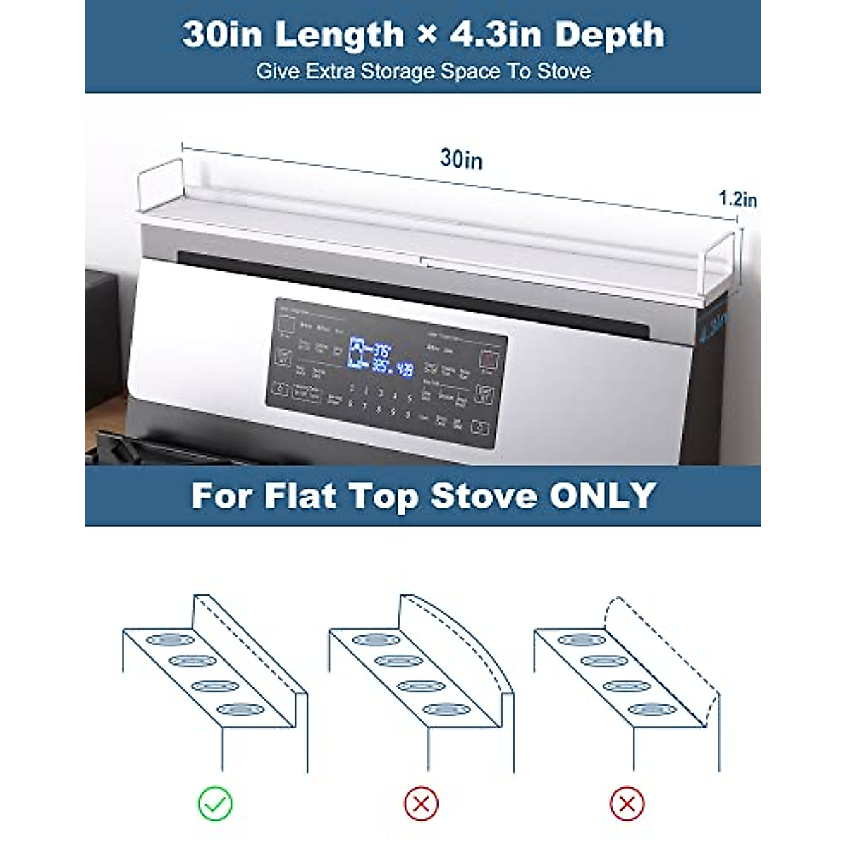 Bumusty Expandable 30" Stove Top Shelf, Magnetic Spice Rack Kitchen Shelf, Oven Shelf Kitchen Gadgets for Flat Top Stove Only