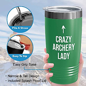 Archery Green Edition Tumbler 20oz - Archery Lady B - Funny Gift For Archery Coach Athlete Hunt Target Shot Trainer Arrow Bow Sport