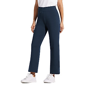 Willit Women's Cotton Sweatpants Exercise Athletic Pants Yoga Lounge Open Bottom Pants with Pockets 28" Navy Blue S
