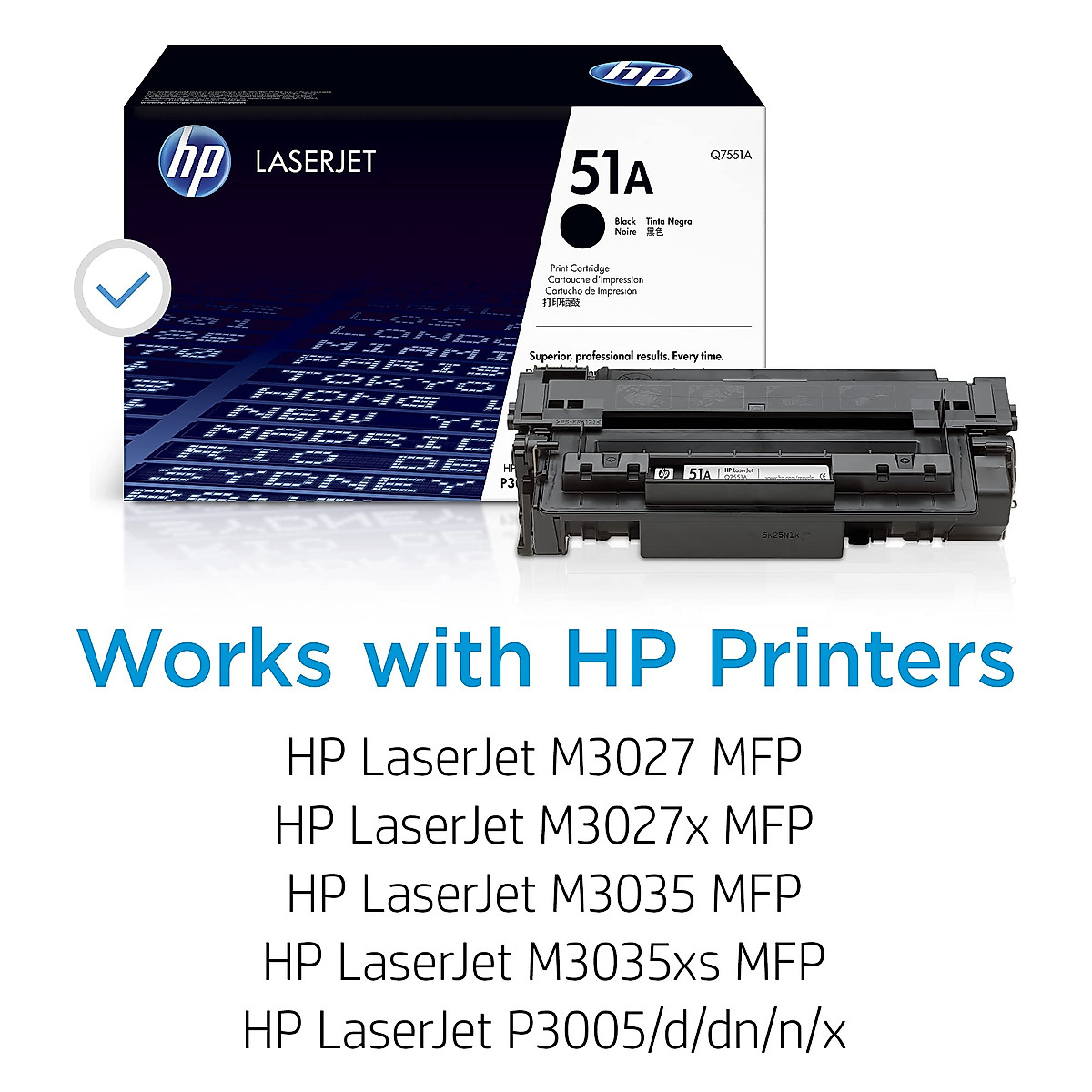Original HP 51A Black Toner Cartridge Works with HP LaserJet P3005 Series; HP LaserJet M3027, M3035 MFP Series Q7551A