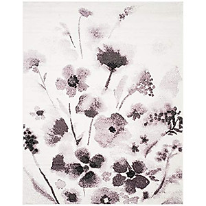 SAFAVIEH Adirondack Collection 3' x 5' Ivory / Purple ADR127L Floral Watercolor Non-Shedding Living Room Bedroom Accent Rug