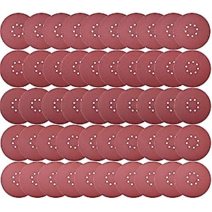Sackorange 50 PCS 9-Inch 8-Hole Drywall Sanding Discs Set -10 PCS Each of 60 80 120 150 240 Grits, Premium 9" Hook-and-Loop Aluminum Oxide Abrasive Sander Paper for Drywall Sander