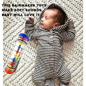 Here Fashion 8'' Mini Rainmaker Toy for Babies Rainfall Rattle Tube Rain Stick Shaker Music Sensory Auditory Instrument Toy