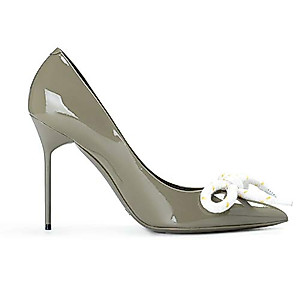 BURBERRY London Women's Finsbury Gray Patent Leather Pumps Shoes Sz US 8.5 IT 38.5