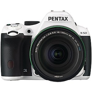 Pentax K-50 16MP Digital SLR Camera Kit with DA 18-135mm WR f3.5-5.6 Lens (White)