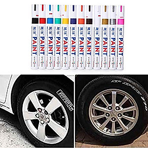 Newsmarts Tire Marker Paint Pen White for Car Tires Lettering Permanent Waterproof Ink Carwash Safe DIY Motorcycles Permanent Automotive Tyre Tire Care