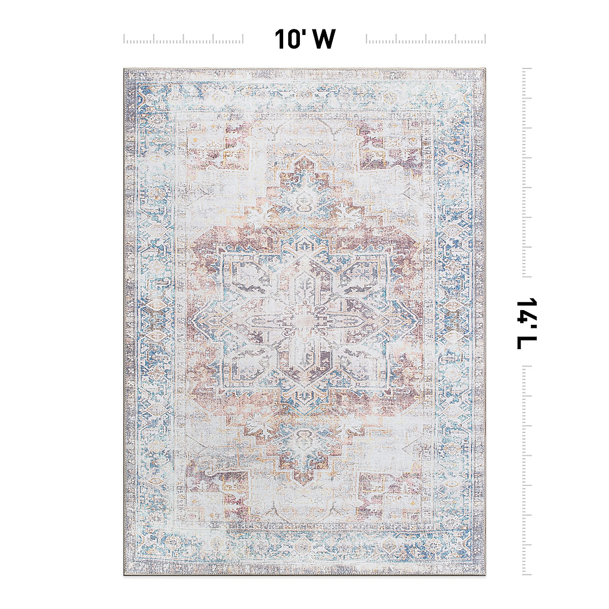 Rugshop Bohemian Distressed Stain Resistant Flat Weave Eco Friendly Premium Recycled Machine Washable Area Rug 10'x14' Rust