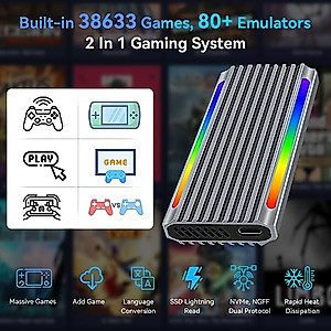 Retro Game Console with Built in 38633 Top Games, Emulator Console with Retrobat/Playnite Game Systems, 80+ Emulators, 83 AAA PC Game, Plug and Play Suitable for Handheld Game Consoles and Computers