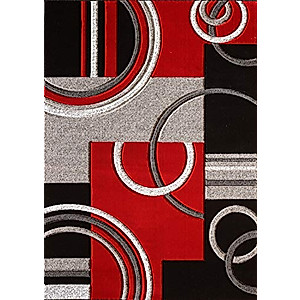 GLORY RUGS Area Rug Modern 5x7 Red Soft Hand Carved Contemporary Floor Carpet with Premium Fluffy Texture for Indoor Living Dining Room and Bedroom Area