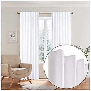 96 inch Curtains,White Cotton Curtains,White Curtains, Curtains & Drapes,Drapes,Farmhouse Curtains for Living room,Tab Top Curtains,Curtains Tab Top,Living room Curtains,White Curtains Long-50x96