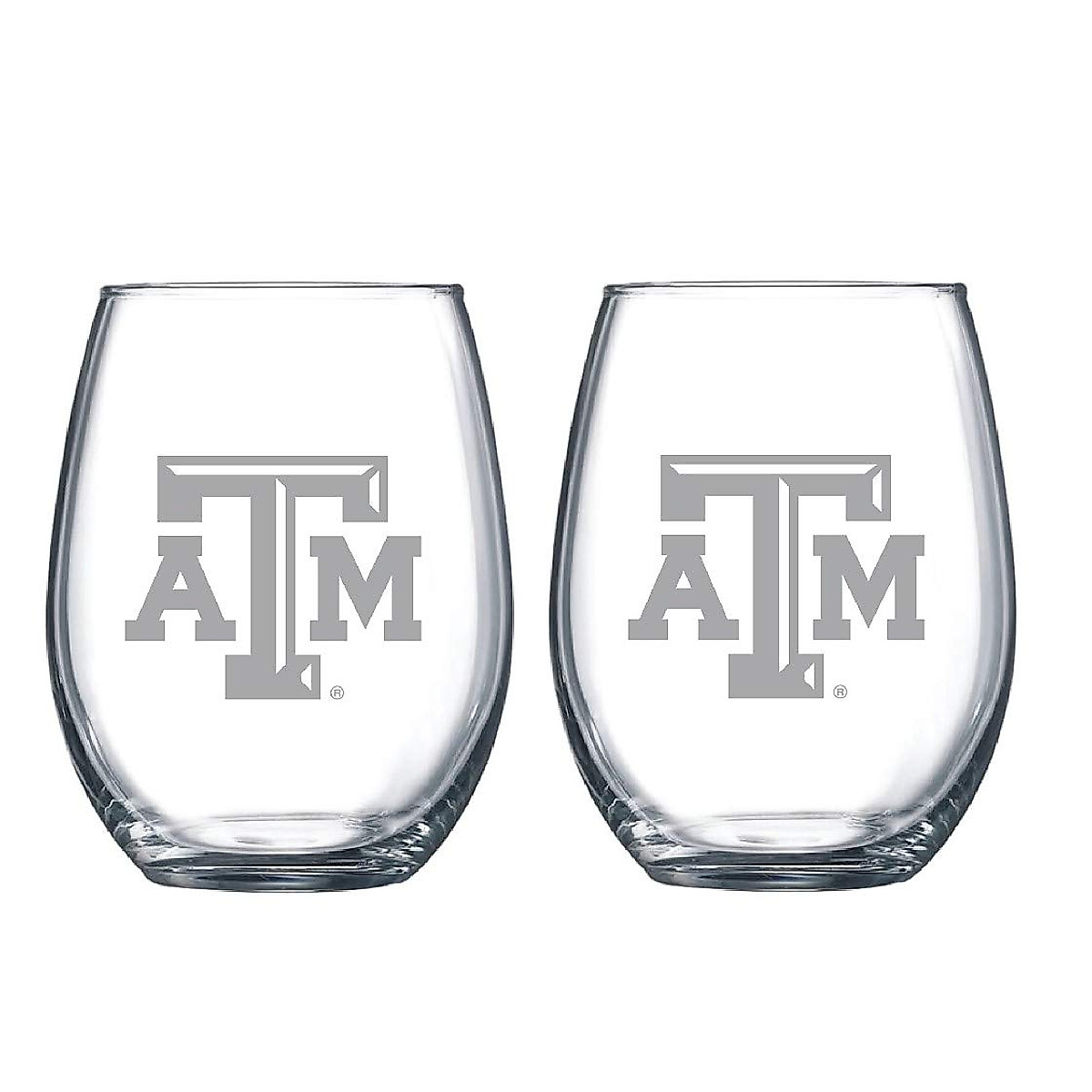 RFSJ Etched Satin Frost Logo Wine or Beverage Glass Set of 2 (Texas A&M)