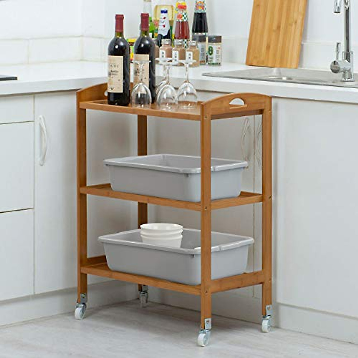 Wekioger Small Commercial Bus Tubs, Grey Bus Box/Wash Basin, 14.85" x 10.8" x 4.1"(4 Packs)