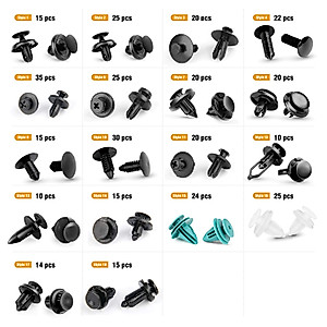 GOOACC - GRC-34 Push Bumper Fastener Rivet Clips with 18 Most Popular Sizes Auto Push Pin Rivets for Benz, BMW, Toyota, Honda, Subaru, Nissan, Mazda etc