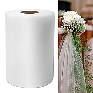 Tulle Fabric 6 Inch by 100 Yards White Tulle Rolls Spool for Tutu Table Skirt Wedding Gift Wrapping Party Decorations DIY Crafts Supplies
