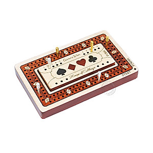 House of Cribbage - 2 Track - Wooden Travel/Pocket Size Cribbage Board - 4 Inch - Inlaid in Maple Wood/Bloodwood with Storage Space for Cribbage Pegs - 60 Points - Non Continuous