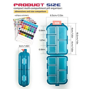 3 Pcs DIY Travel Pill Organizer with Labels Pocket Pharmacy, 3 Pill Box & 420 Medicine Labels, Portable Travel Essentials Mini Pill Container 7 Day Pill Case Storage Vitamin Fish Oil (Set B)