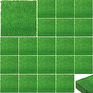 24 Pieces Synthetic Artificial Grass Turf Grass Square Shaped Mat 12 x 12 Inch Garden Grass Tiles Fake Grass Patches DIY Grass Decoration Miniature Grass for Craft Dogs Indoor Outdoor Lawn Decoration
