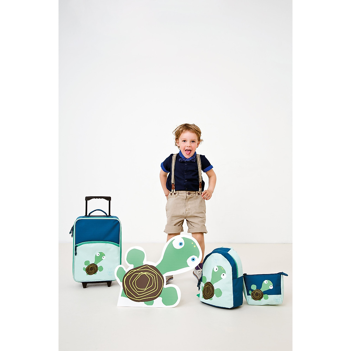 Lassig Kids Backpack for Kindergarten or Pre-School with Chest Strap, Name Badge and Drink Bottle Holder, Wildlife Turtle