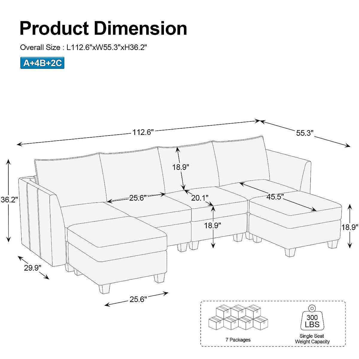 Belffin Modular Sectional Sofa U Shaped Couch with Storage Velvet Sectional Couch for Living Room, Blue