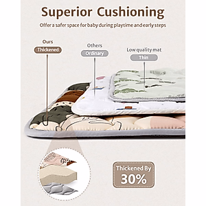 Blissful Diary Baby Play Mats for Floor, 71x59 Inch Extra Thicker & Large Soft Cushioning Foam Playmats for Babies and Toddlers, Foldable Washable Baby Crawling Mat for Playpen, Boho Design