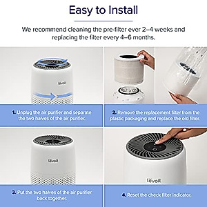 LEVOIT Core Mini Air Purifier Replacement Filter, 3-in-1 HEPA, High-Efficiency Activated Carbon, Core Mini-RF, 1 Pack, White