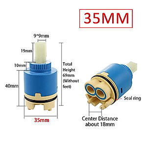 Faucet Valve Replacement Faucet Cartridge Ceramic Disc Cartridge for Single Handle Kitchen Basin Bathroom Faucet Parts (35mm)