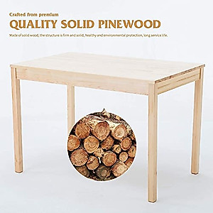 Alohappy Dining Table Set for 4, Pine Wood Kitchen Table Dining Table and Chairs Set 5PCS for 4 Person for Kitchen Dining Room Living Room